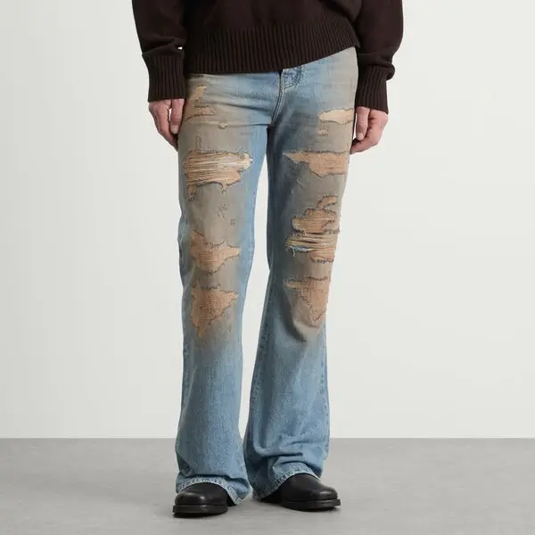 Amiri Repaired Boot-Cut Jeans - Medium Tinted Indigo | Editorialist